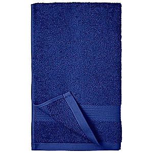 Amazon Basics Fade Resistant Cotton Washcloth, Hand Towel, Pack of 6, Navy Blue, 12" x 7"