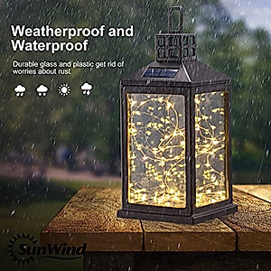 Solar Lantern Lights Outdoor SUNWIND Waterproof Solar Table Lamp Hanging Lighting with 40 Warm White LEDs for Garden Patio Landscape Decoration