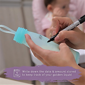 MMÄ Silicone Breastmilk Storage Bags, Eco-Friendly, Reusable Breastmilk bags, Breast Pump Accessories, Leakproof, BPA-Free, Plastic-free, Freezer and Fridge Safe Bags, silicone brush