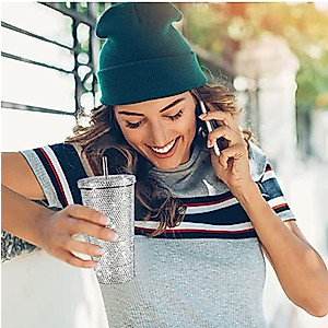 Xigugo Bling Water Bottle,Bling Cup -16.9oz Stainless Steel Rhinestone Cup with Lid and Straw,Handmade Decorations Individually Diamond Glitter Gift for Women Mom Girlfreind (silver)