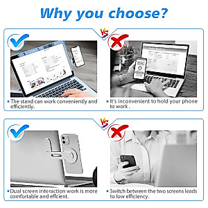 CloudValley Magnetic Phone Holder for Laptop Designed for iPhone 15/14/ 13/12 MagSafe, Adjustable Phone Monitor Side Mount, Slim Portable Foldable Computer Expansion Bracket, Silver