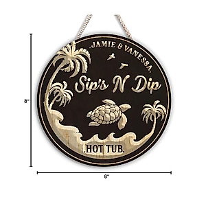 Hyturtle Custom Hot Tub Wooden Sign 8' 12' 18', Personalized Hot Tub Sign, Hot Tub Decor, Jacuzzi Signs, Custom, Pool Sign, Lake Sign, Custom Hot Tub Sign, Turtle Sign.