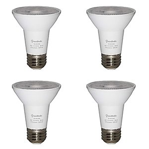 GoodBulb Commercial Grade LED Light Bulb - 7 Watt & 470 Lumens - Features PAR20 Shape & E26 Base - 3000K Warm White Light - 120V Fully Dimmable Bulb - 4 Pack