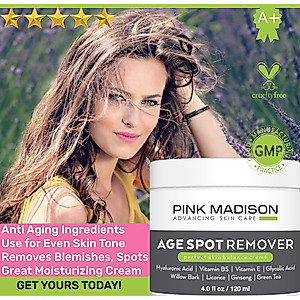 Pink Madison Dark Spot Corrector Best Age Spot Remover Treatment for Face Hands Body Circle 4 Ounce Cream