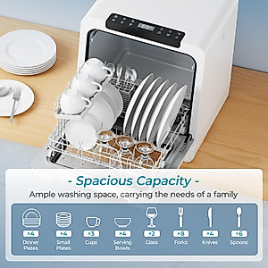 EUHOMY Portable Dishwasher Countertop, 8 Programs Dishwasher with 5L Built-in Water Tank and Drain Hose, Countertop Dishwasher No Hookup with 8 Modes with Self Clean & Baby Care, Dish Washer for RVs