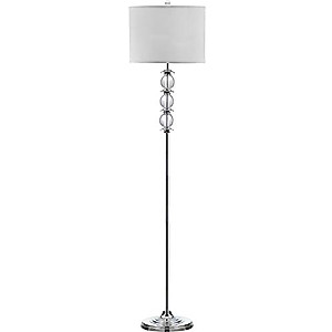 SAFAVIEH Lighting Collection Riga Clear Crystal/ Chrome 60-inch Living Room Bedroom Home Office Standing Floor Lamp (LED Bulb Included)
