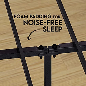 AMBEE21 Washington Queen Metal Bed Frame with Headboard and Footboard/Heavy Duty/Non-Squeak/Easy Assembly/Solid Sturdy Metal Slat/Black/No Box Spring Needed/Mattress Foundation