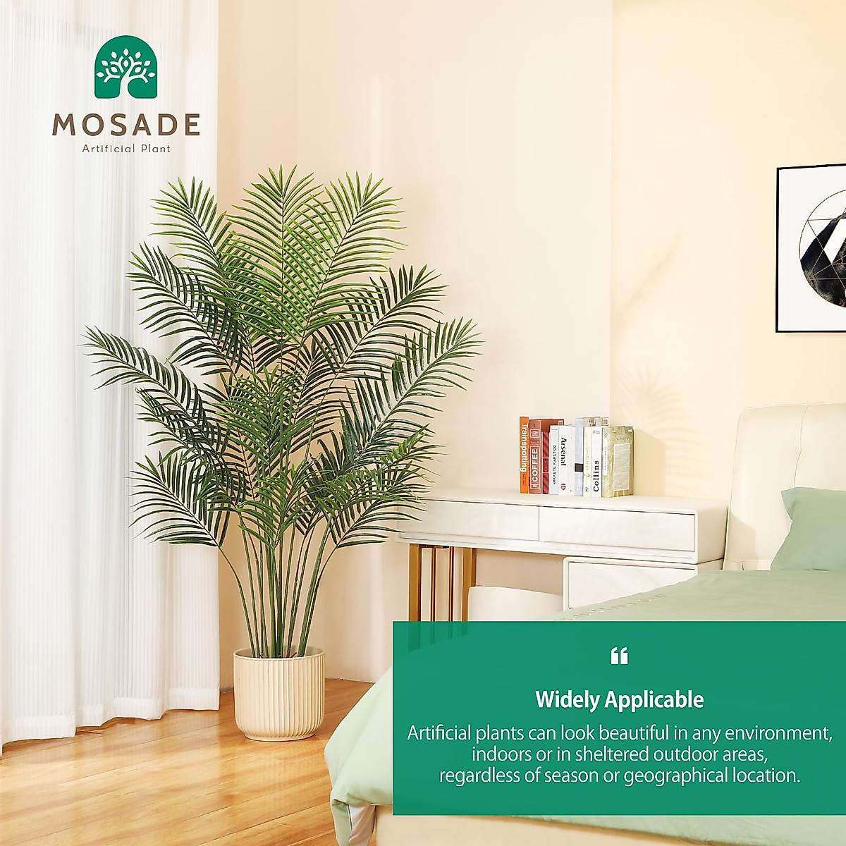 MOSADE Artificial Areca Palm Tree 6Feet Fake Tropical Palm Plant and Handmade Seagrass Basket, Perfect Tall Faux Dypsis Lutescens Plants for Entryway Modern Decor Home Office Porch Balcony Gift