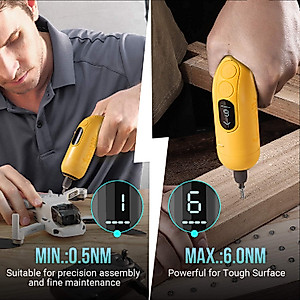 Fanttik L1 Pro 3.7V Cordless Screwdriver, Electric Screwdriver Set with 14 Bits, Digital Screen, Li-ion 2000mAh, 1/4''Hex, 6 Torque Settings 0.5-6 N.m, Variable Speed, Front LED, Grey