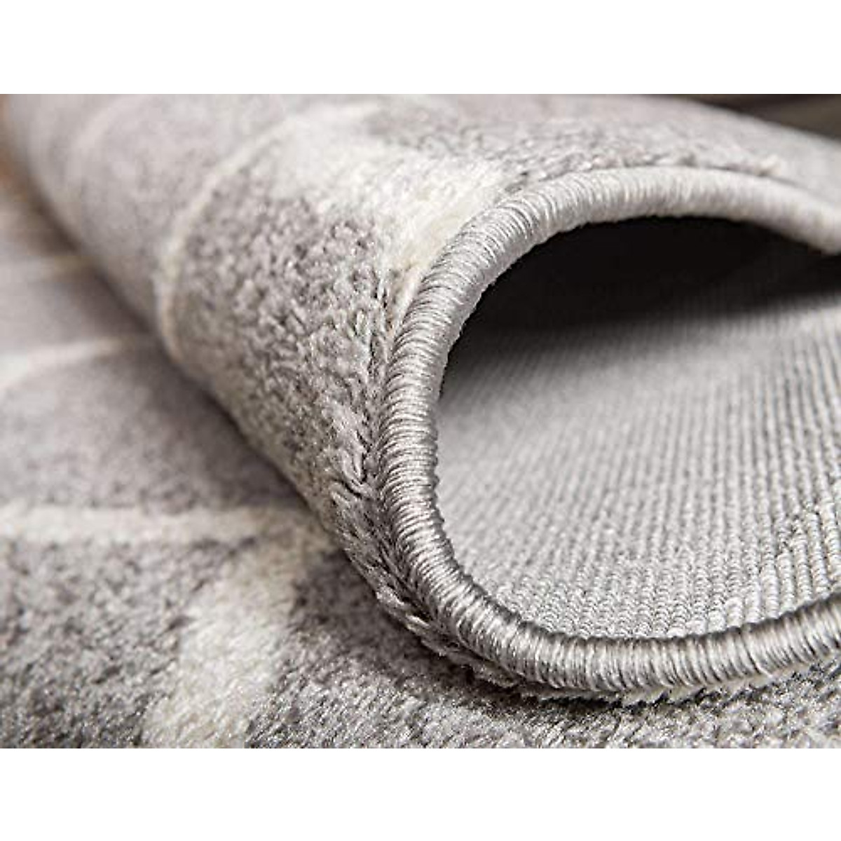 Unique Loom Trellis Frieze Collection Area Rug - Rounded (7' Round, Light Gray/ Ivory)