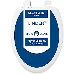 MAYFAIR 1843SLOW 000 Lannon Toilet Seat will Slow Close and Never Loosen, ELONGATED, Durable Enameled Wood, White