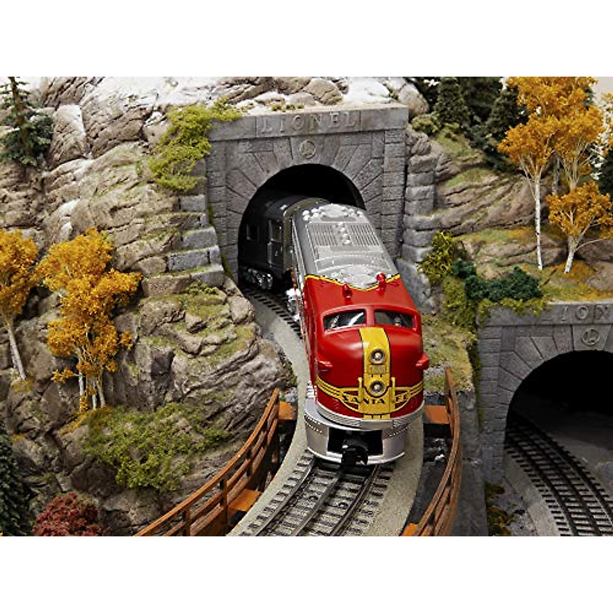 Lionel Santa Fe Super Chief LionChief Set with Bluetooth Capability, Electric O Gauge Model Train Set with Remote