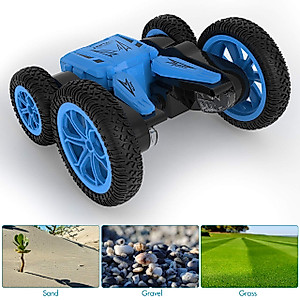 Batlofty Stunt Car Toy, 4WD 2.4Ghz Remote Control Car Double Sided Drive 360° Rotating & Tumbling RC Cars, High Speed, Cool Lights, Off-Road Racing Vehicle Gift Toy Cars for 8+ Girls and Boys, Blue