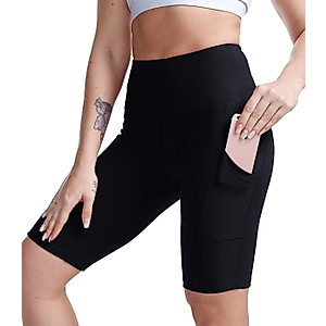 TYUIO High Waist Workout Yoga Shorts Women Running Biker Shorts with Pockets Black XL
