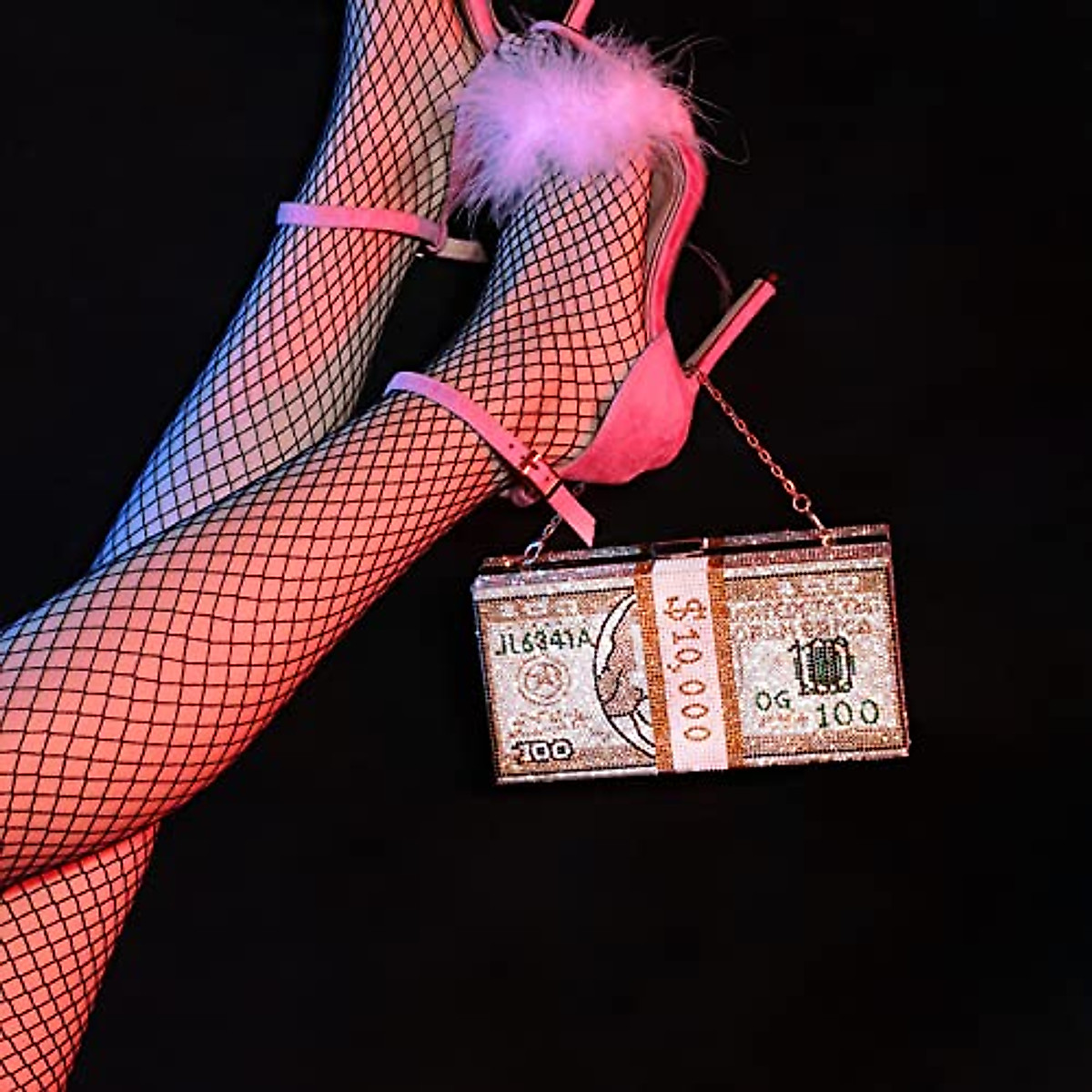 GripIt Crystal Money Bag Purse for Women Handbags Diamond Evening Purses and Clutches Wedding Glitter Money Clutch,Gold