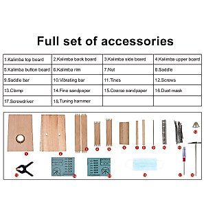Kalimba DIY Kit 17 Key Make Your Own Kit with Manual Tools Tuner Hammer (MI2771)