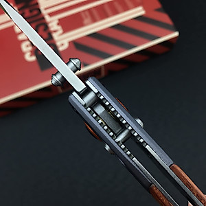 Everyday Carry Crooked River Knife, Axis Lock Knife with 3.7’’ D2 Steel Blade Wood Handle, EDC Manual Open Folding Pocket Knife with Thumb Stud, Belt Clip for Camping