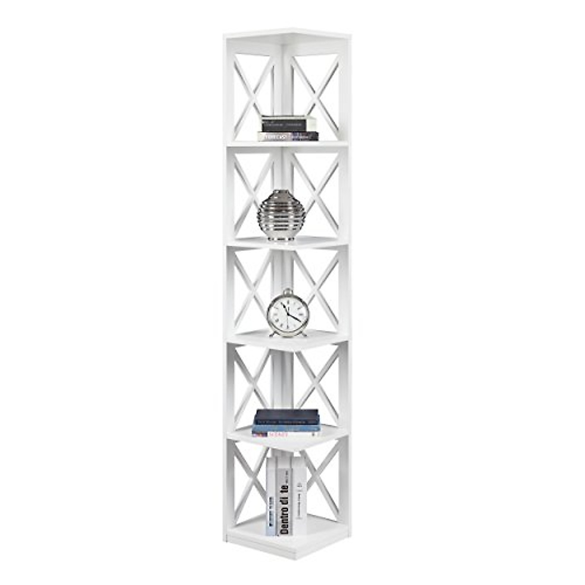 Convenience Concepts Oxford 5 Tier Corner Bookcase, White