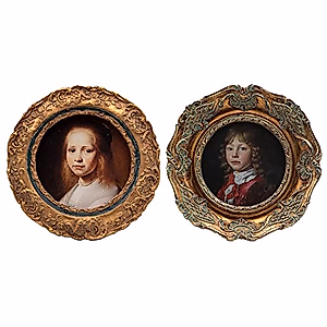 SYLVIA'S SHOP Small Vintage 3x3 Round Picture Frame and Mini Antique Ornate 3x3 Circle Photo Frame Bundle, Table Top Display and Wall Hanging Home Decor, Old Fashioned Photo Gallery Art, Bronze Gold