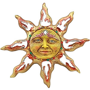 Ebros Beautiful Filigree Mosaic Celestial Solar Radiant Surya Belenos Sun God Wall Decor Figurine Colorful Home Decor Plaque Celestial Star Suns Face Wall Plaque