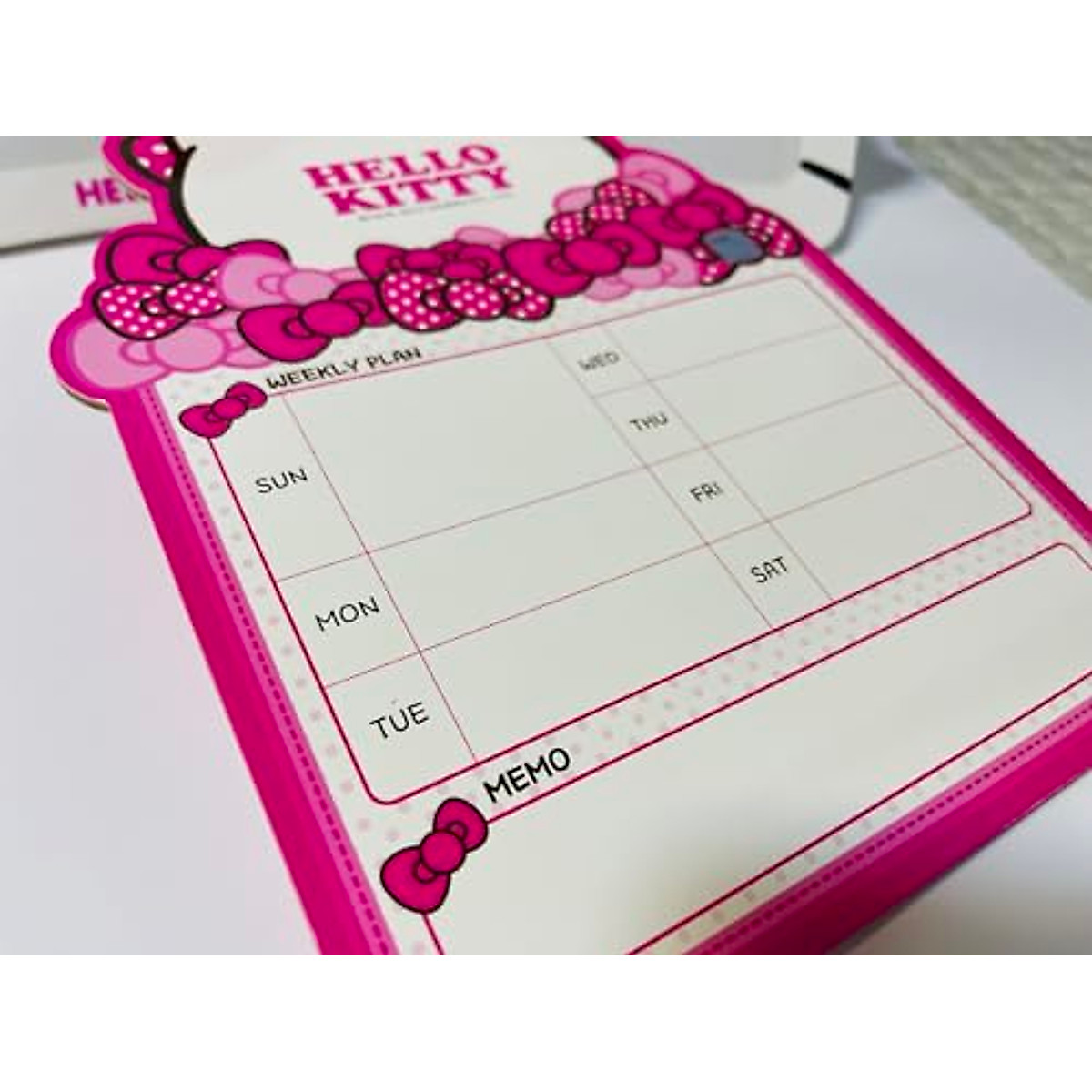 Hello Kitty Room Decor Set - 2 Hello Kitty Picture Frames Red & Pink - With Thematic 2-Sided Dry Erase Board for Weekly Schedule and Free Writing Space