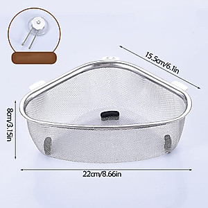 Stainless Steel sink drain basket, Kitchen Food Waste Leftovers Food Catcher Garbage, Corner Kitchen Sink Strainer Basket for Draining Residuum, Drip Drying Sponge (1Pcs)