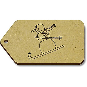 Azeeda 10 x 'Skiing Snowman' 66mm x 34mm Gift Tags (TG00110982)