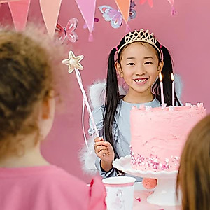 Talking Tables Pink Tiara Wand Set Perfect for Girls Birthday, Baby, Bridal Shower, Pretty Princess, Fairy, Butterfly Party, B, One Size