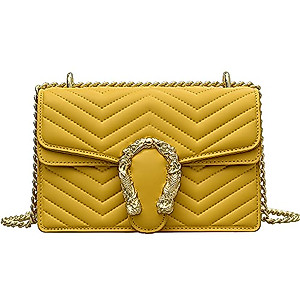 TAGDOT Fashion Small Chain Shoulder Crossbody Bags for Women Handbag Purses Vegan Leather Clutches (Yellow)