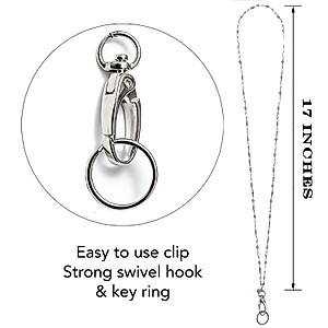Stainless Steel Chain Women's Lanyard, Stronger, Made in USA, Badge Holder 34 inches, - Stainless Steel - Non Breakaway