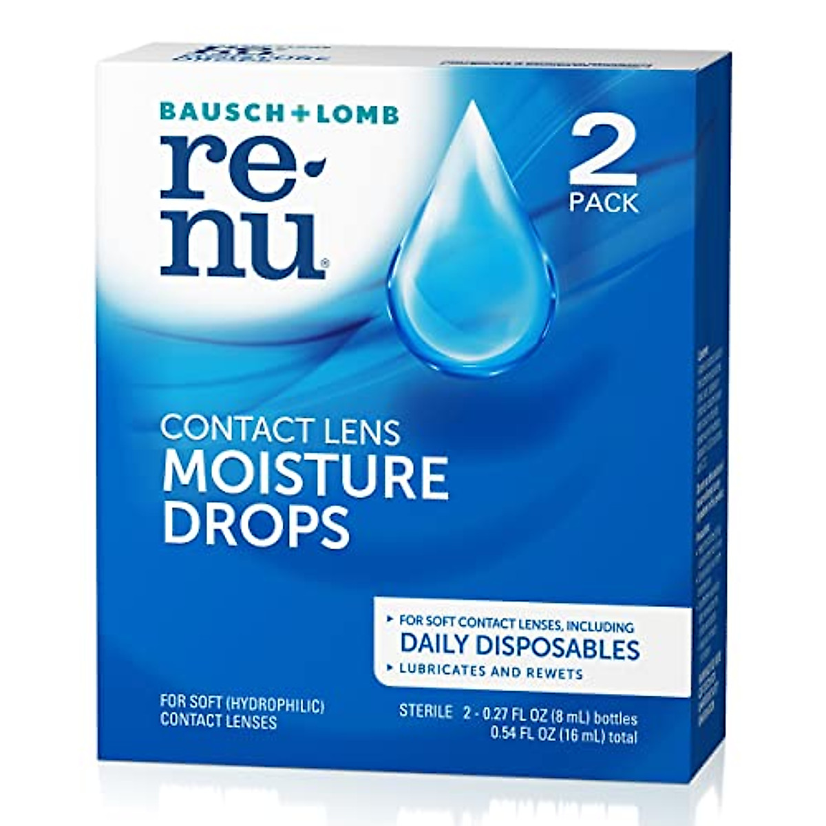 Bausch + Lomb ReNu MultiPlus Lubricating & Rewetting Drops, 0.27 Ounce Bottle Twinpack (Packaging May Vary)