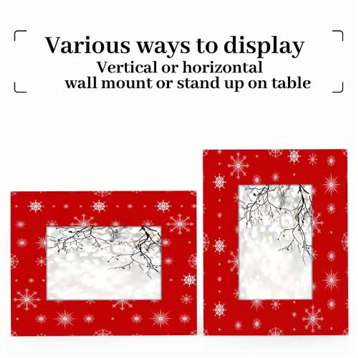 Pardick Xmas Red 4x6 Picture Frame, Christmas Snowflake Wooden Photo Frames for Tabletop and Wall Display, Picture Frame Home Office Decor