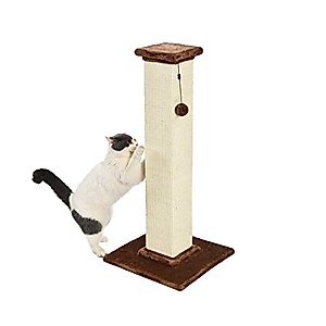 Amazon Basics Tall Cat Scratching Post with Jute Fiber and Brown Carpet, Large, 16’’ x 16’’ x 35’’