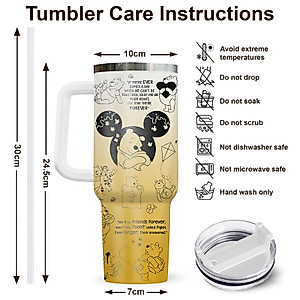 GEPOSTORE Christmas Gifts for Women Girls, Adorable Bear 40oz Tumbler with Lid, Cute Cartoon Character Tumbler, Birthday Gifts for Movie Lover