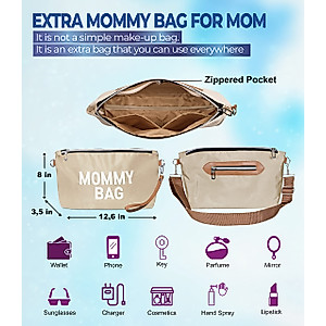 MOMMY BAG Diaper Bag, for Hospital & Maternity with Changing Pad - Extra Bag, Multifunctional Large Capacity Waterproof Baby Bag, Women Travel Weekender Bag, Labor, Delivery (Cream)