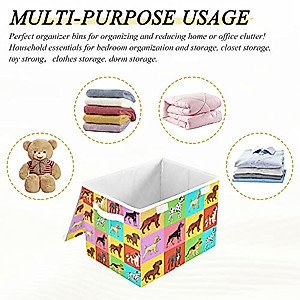 innewgogo Different Dogs Storage Bins with Lids for Organizing Closet Organizers with Handles Oxford Cloth Storage Cube Box for Clothes