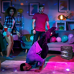 Pyle Portable Bluetooth PA Speaker System - 300W Rechargeable Indoor/Outdoor Bluetooth Speaker Portable PA System w/ 8” Subwoofer, AUX, Microphone in, Party Lights, MP3/USB, Radio, Remote PPHP854B