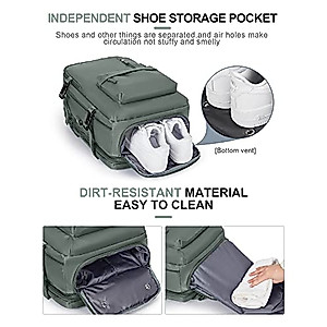 Large Travel Carry on Laptop Backpack for Women Men, Expandable Flight Approved Backpack, Waterproof Sports College bag Casual Daypack for Weekender Business Hiking with Shoe Compartment DarkGreen