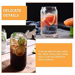 DOITOOL 2PCS Beer Can Glass with Lid and Straw, 18.6 oz Can Shaped Glass Cup with Lids ans Straw, Drinking Glass Cup with Glass Straw for Juice, Beer, Soda, Iced Drinks and Cocktails ( 550ml )