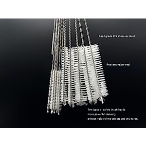 KINGSEM 12 PCS Straw Cleaner Brush kit with 2mm-25mm /6.5-10 INCH for Tube and Pipe.Tumbler, Sippy Cup, Bottle with Straw,Hummingbird feeders and Drinking Straw, Brushes for Cleaning Tanks