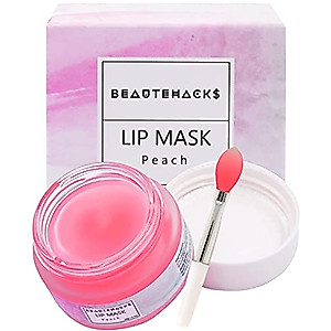 YUGLO Moisture & Collagen Booster Lip Sleeping Mask | Treatment to Restore, Hydrate & Plump Dry, Chapped Lips - Peach