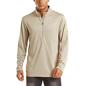 MAGCOMSEN Men's Long Sleeve Active Zipper Shirts Quick Dry Half-Zip Pullovers Tactical Shirt Athletic Shirts for Men Running Shirts Gym Shirts Black