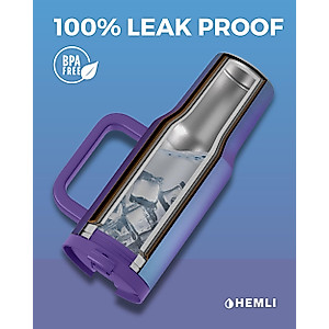 40 Oz Tumbler with Handle and Straw, Insulated Tumbler with Leakproof 2-in-1 Lid and Straw, Reusable and Portable Water and Coffee Stainless Steel Travel Mug, Vacuum Insulated (Iridescent)