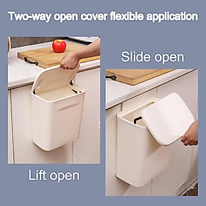 Cq acrylic 2.4 Gallon Kitchen Compost Bin for Counter Top or Under Sink,Hanging Kitchen Trash Can,Plastic Wall Mounted Garbage Can,Small Kitchen Waste Basket,Food Waste Bin for Countertop,Grey