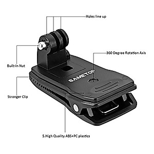 Sametop Backpack Strap Mount Quick Clip Mount Compatible with Gopro Hero 11, 10, 9, 8, 7, 6, 5, 4, Session, 3+, 3, 2, 1, Hero (2018), Fusion, Max, DJI Osmo, Xiaomi Yi Action Cameras