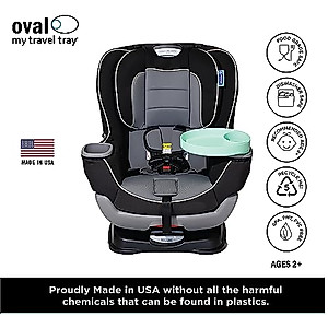 My Travel Tray Oval, USA Made. Extend Your Current Cup Holder to Hold a Cup Plus A Tray for Snacks, Toys and Accessories. Use in a Car Seat, Booster, Stroller, Golf Cart, Outdoor Chair. (Mint Green)