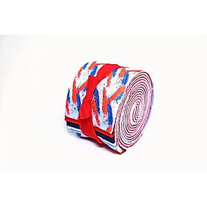 AbsoluteBestChoice 2.5 inch RED White and Blue Jelly Roll 100percent Cotton Fabric Quilting 20 pre Cut Strips, Multicolor, 2.5 Inches