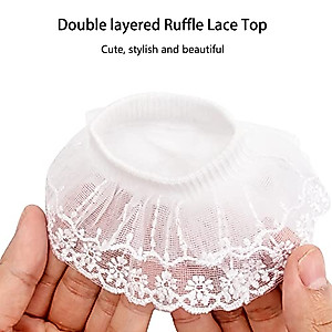 akkilar 5 Pairs Toddler Girl Frilly Lace Socks Cotton Thin Baby Kids Cute Mesh White Church Ankle Princess Dress Sock 2-13T