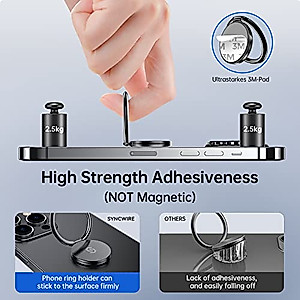 Syncwire Cell Phone Ring Holder Stand, 360 Degree Rotation Finger Ring Kickstand with Polished Metal Phone Grip for Magnetic Car Mount Compatible with iPhone, Samsung,LG,Pixel, Smartphone Accessories