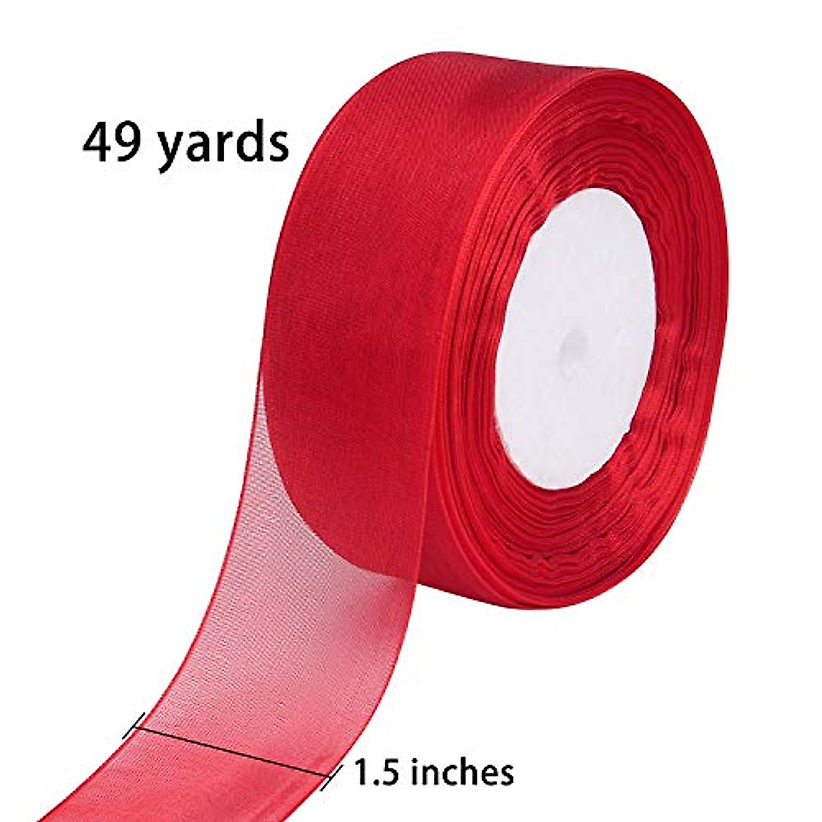 Livder 3 Rolls 1-1/2 Inch Christmas Ribbon Sheer Chiffon Ribbons for Christmas Gift Wrapping Tree Wreath Party Decorations (Dark Green, Red, Golden)